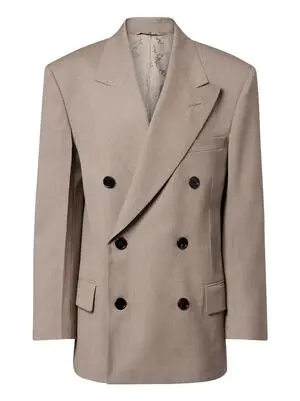 Gucci Double-breasted Wool Mouliné Blazer - Grey