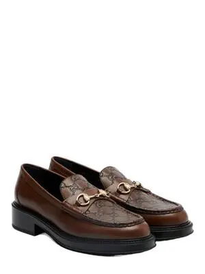 Gucci Horsebit Gg Leather Loafers - Brown