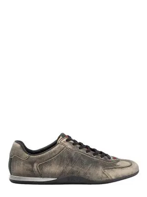 Gucci Web Stripe Leather Sneakers - Black