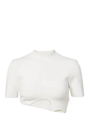 Christopher Esber Maparadita Asymmetric Jersey Crop Top - White