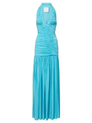 Christopher Esber Orion Ruched Jersey Maxi Dress - Blue