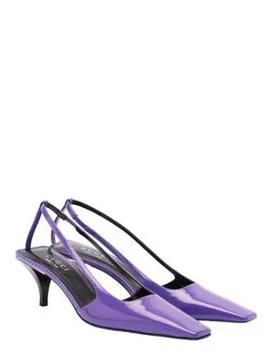 Gucci Embellished Leather Slingback Pumps - Purple