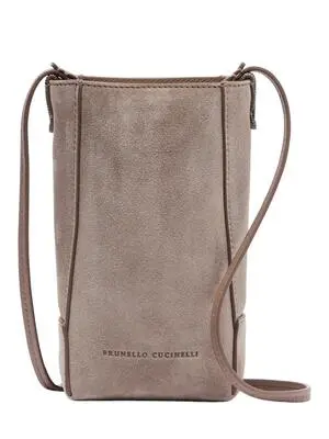 Brunello Cucinelli Monili Suede Shoulder Bag - Grey