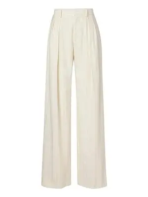 Ralph Lauren Striped High-rise Wool Wide-leg Pants - White