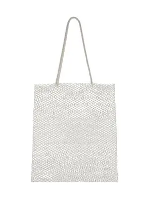 CORDERA Handmade Beaded Tote Bag Silver