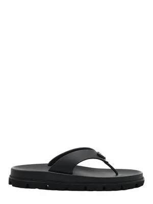 Prada Rubber Thong Sandals - Black