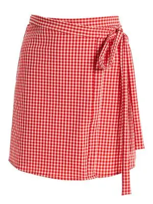 JUILLET Wrap Plaid Mini Skirt - Red