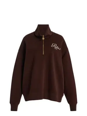 FRAME X Ritz Half-zip Polo Sweatshirt - Brown