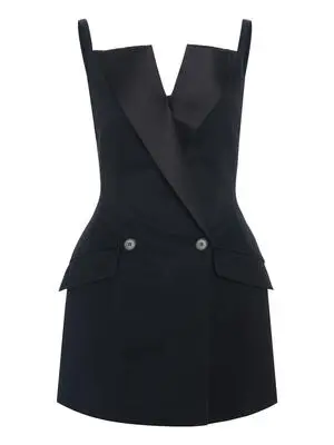 Givenchy Wool Grain De Poudre Mini Tuxedo Dress - Multi