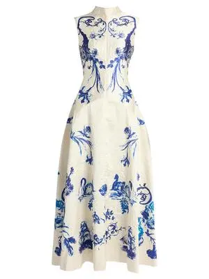 Erdem Textured Satin Midi Dress - Multi
