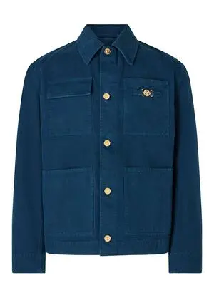 Versace Embellished Cotton-Canvas Blouson Jacket Navy