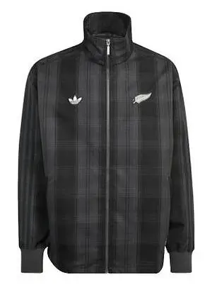 Adidas All Blacks Plaid Woven Firebird Track Jacket - Black Carbon