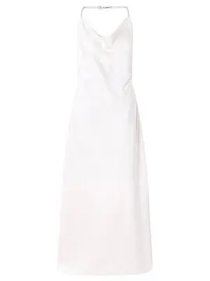 Stella McCartney Crystal-embellished Satin-crepe Halterneck Gown - Neutrals