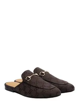 Gucci Princetown Horsebit Gg Canvas Mules - Brown
