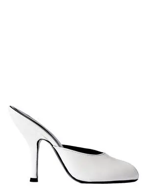 JUDE Date Cutout Leather Mules - White