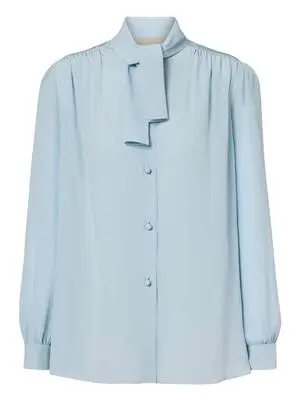 Valentino Garavani Tie-neck Silk Blouse - Blue