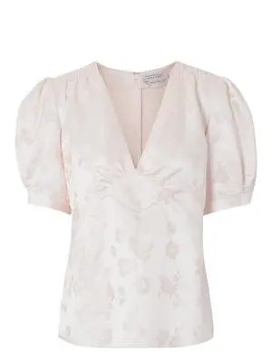 Gabriela Hearst Oberon Floral-jacquard Silk-twill Blouse - Ivory