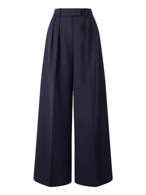 ANINE BING Lou Pleated Wide-leg Pants - Blue