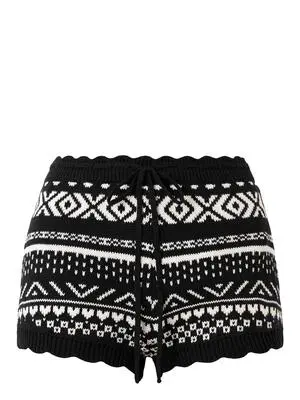 Alix Of Bohemia Shea Scalloped Cotton-jacquard Shorts - Black