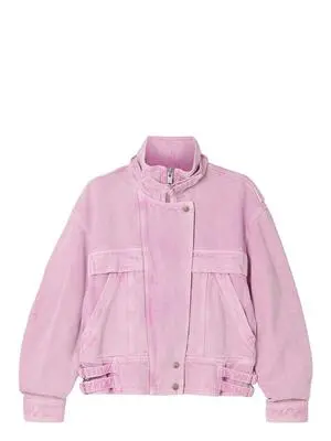 MARANT ETOILE Joseline Denim Biker Jacket - Pink