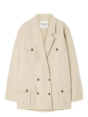 MARANT ETOILE Nevala Double-breasted Cotton And Linen-blend Twill Jacket - Neutrals