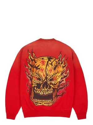 WARREN LOTAS Flaming Skull Crewneck - Red