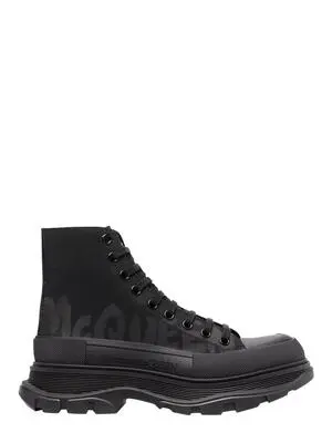 Alexander McQueen Tread Slick Graffiti Logo Boots - Black