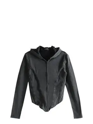 Balenciaga Corseted Zip Up Hoodie - Black