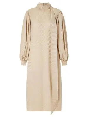 Gucci Tie-detailed Silk-jacquard Midi Dress - Cream