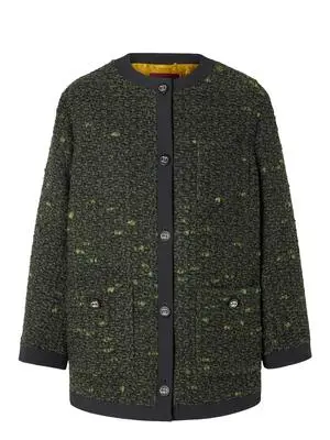 Gucci Crepe-trimmed Wool-blend Bouclé Jacket - Green