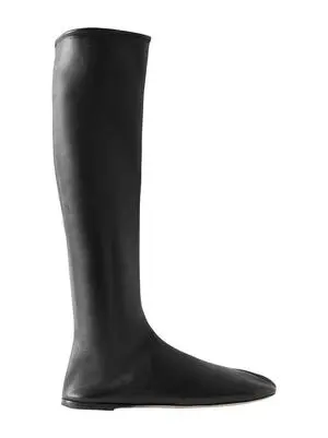 CHRISTEN Tabi Split-toe Leather Knee Boots - Black