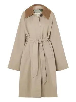 Barbour Belted Corduroy-trimmed Cotton-blend Twill Trench Coat - Neutrals