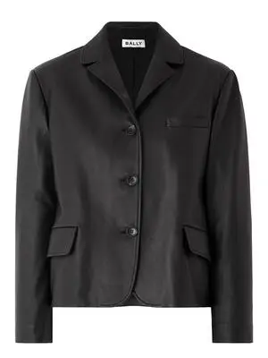 Bally Cropped Leather Jacket - Black