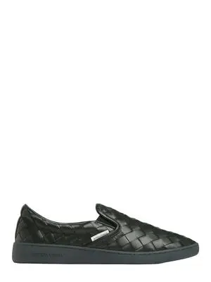 BOTTEGA  VENETA Sawyer Intrecciato Leather Slip-on Sneakers - Dark Green