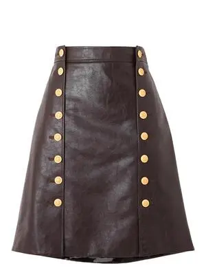 Bally Embellished Leather Skirt - Brown