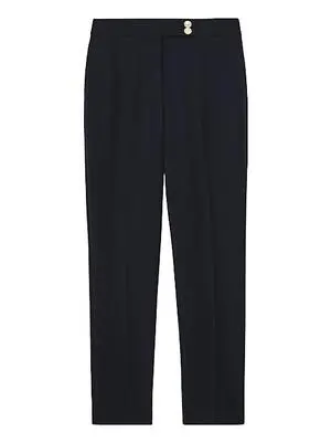 REISS Gabriel Button-detail Tapered Trousers - Navy