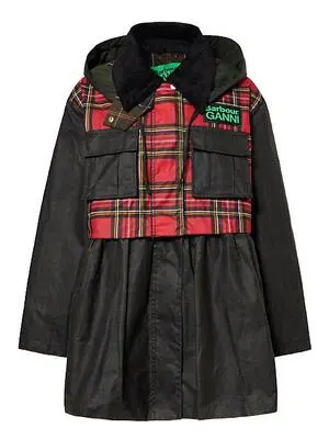 Barbour X Ganni Tartan Peplum Waxed Cotton Jacket - Classic/stewart/charcoal