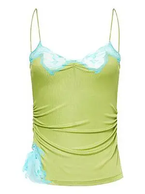 Christopher Esber Delphin Lace Stretch-knit Cami Top - Fresh Lime Cyan