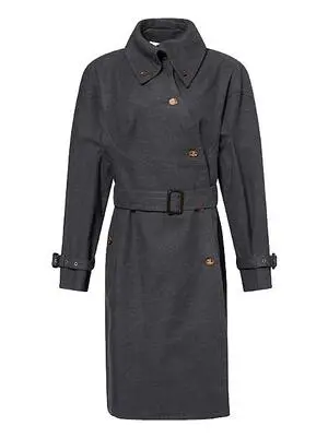 VIVIENNE WESTWOOD Classic-collar Belted Cotton Coat - Grey