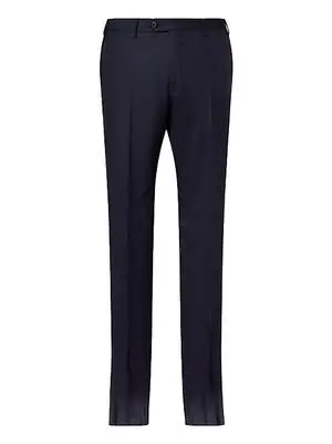 Corneliani Straight-leg Wool Flannel Trousers - Dark Blue