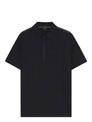 BOSS Brand-emed Short-sleeved Cotton Polo Shirt - Dark Blue