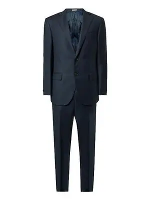 Corneliani Birdsey Single-breasted Wool Suit - Navy Blue