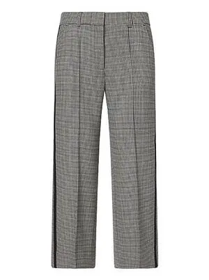 ME+EM Houndstooth-pattern Straight-leg Woven Trousers - Ivory/black