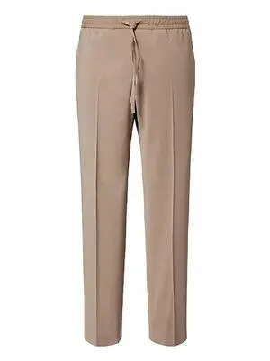 Corneliani Straight-leg Drawstring Wool Trousers - Natural / Beige
