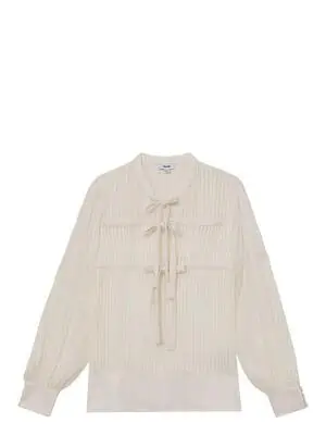REISS Josephine Tie-front Woven Blouse - Ivory