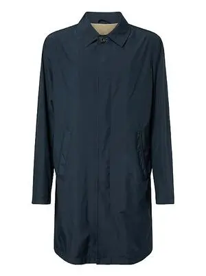 Corneliani Water Resistant Woven Trench Jacket - Navy Blue