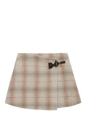 Loewe Checked Wrap-over Mini Skirt - Beige