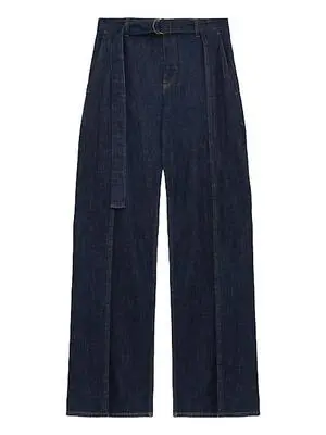 Loewe Belted Faded-wash Wide Leg Jeans - Indigo Blue