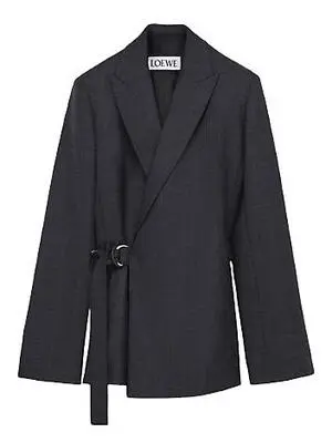 Loewe Peak-lapel Draped Jacket - Dark Grey