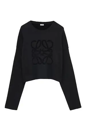 Loewe Anagram Cropped Wool-blend Jumper - Black